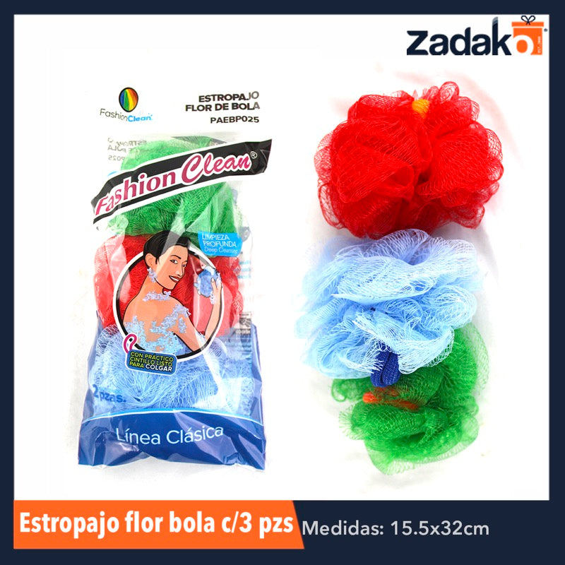 PAEBP023/90 ESTROPAJO FLOR BOLA C/3 PZS, CON 1 PZ O CAJA CON 60 PZS ...